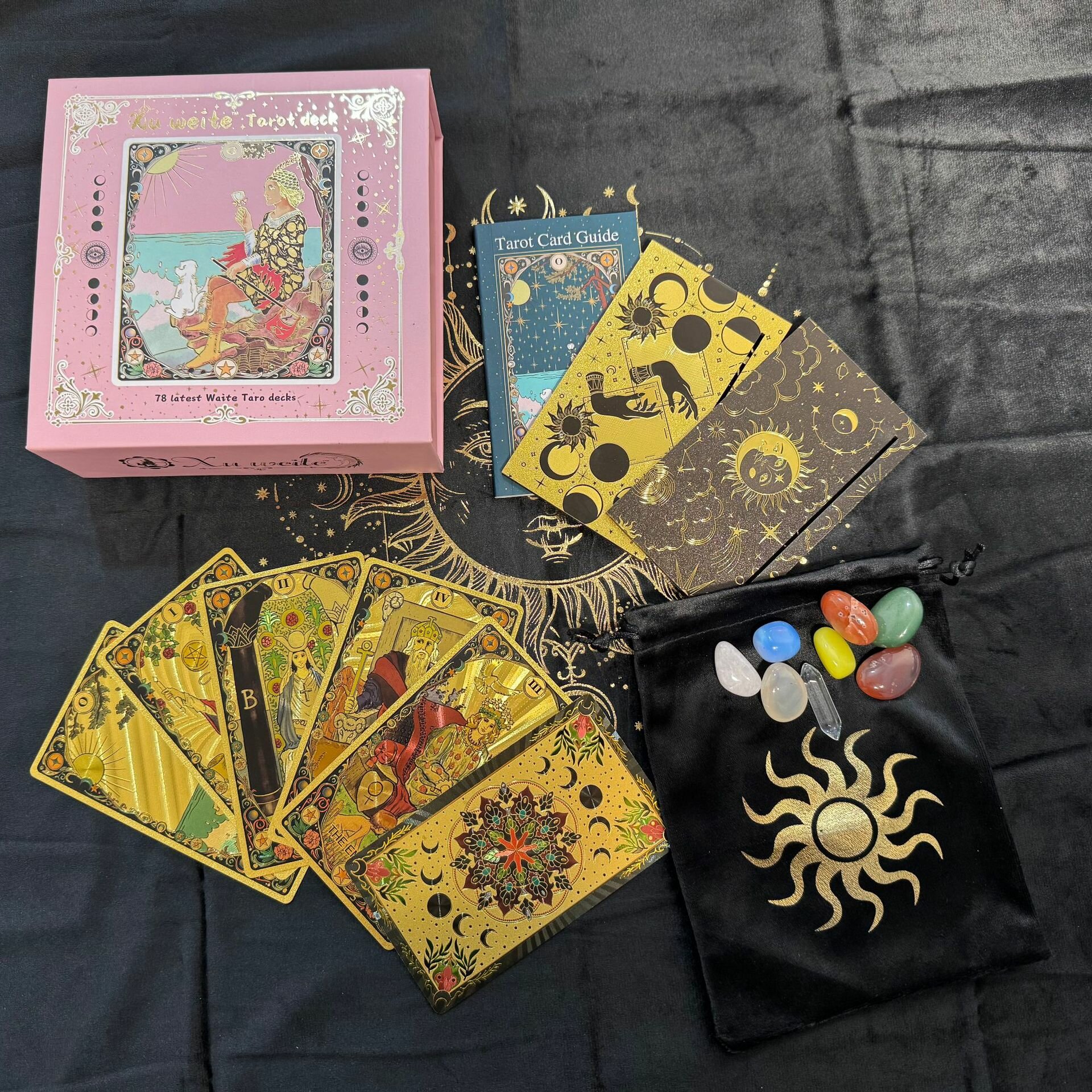 Аутентичные классические карты Таро с мандалой и цветами из 24-каратного золота, золотое тиснение, водонепроницаемые карты Таро для начинающих