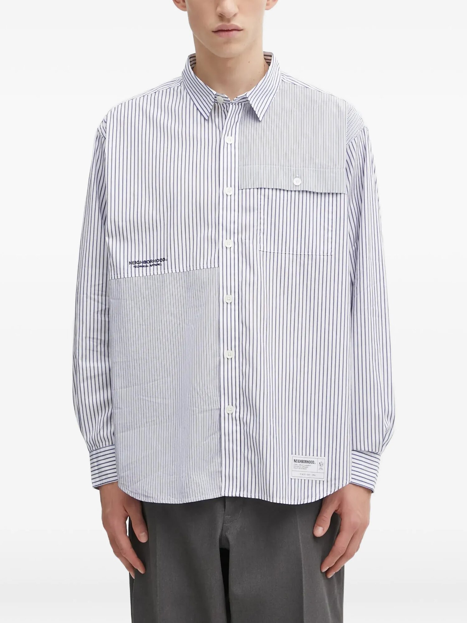 Рубашка Striped-pattern logo-patch shirt