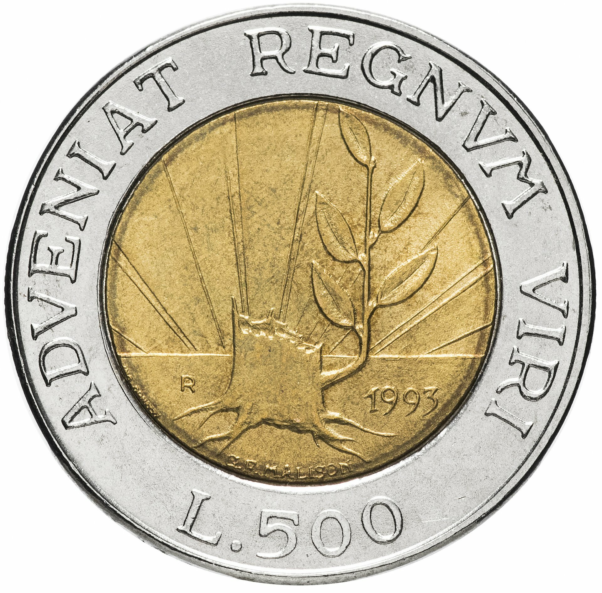 Сан-Марино 500 лир 1993, Биметалл, в сохранности XF-AU