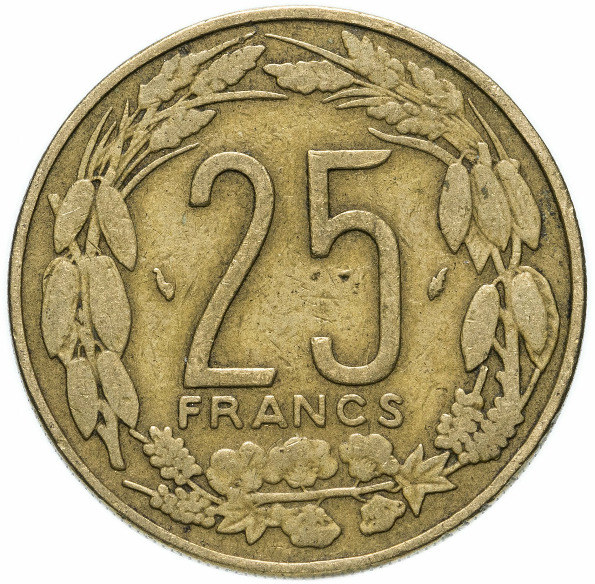 Центральная Африка BEAC 25 франков francs 1985, Бронза, в сохранности VF-XF