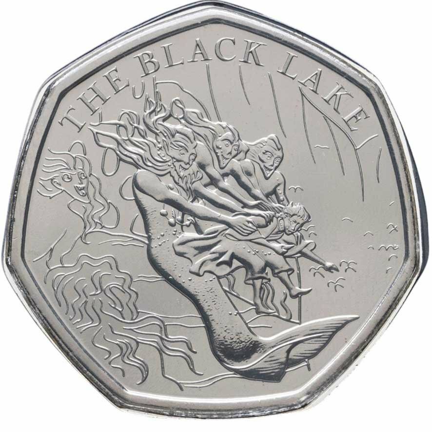 Великобритания 50 пенсов pence 2024 Черное озеро, Мельхиор медь-никель, в сохранности BUNC