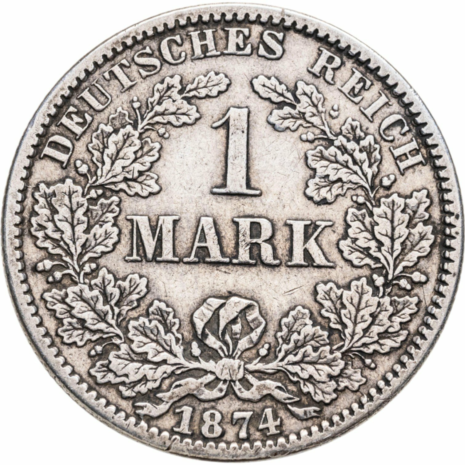 Германия 1 марка 1874 A знак монетного двора: "A" - Берлин, Серебро 900, в сохранности XF