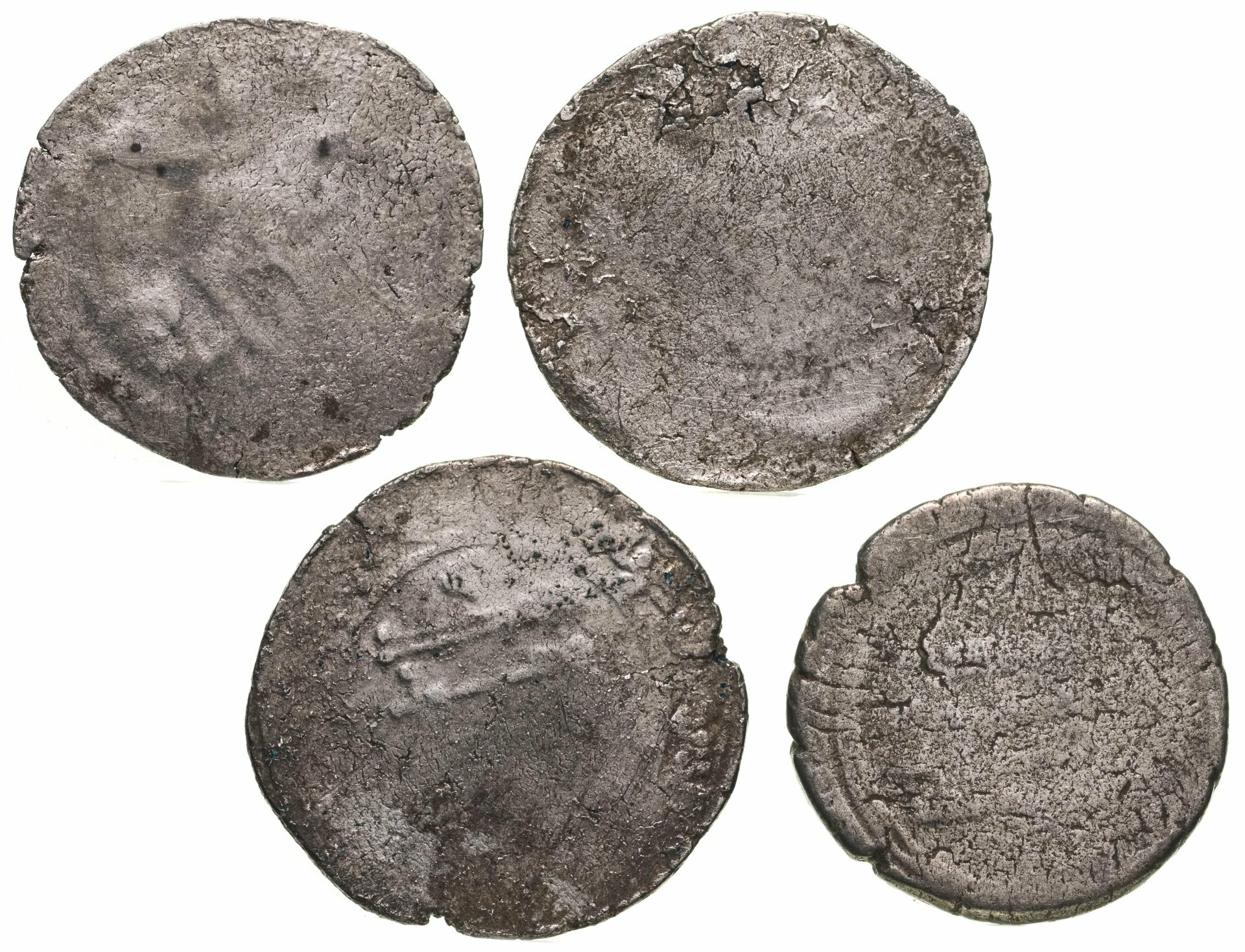 Групповой лот исламских монет Дирхем 4 штуки, Аббасидский халифат 3 век , Серебро, в сохранности F