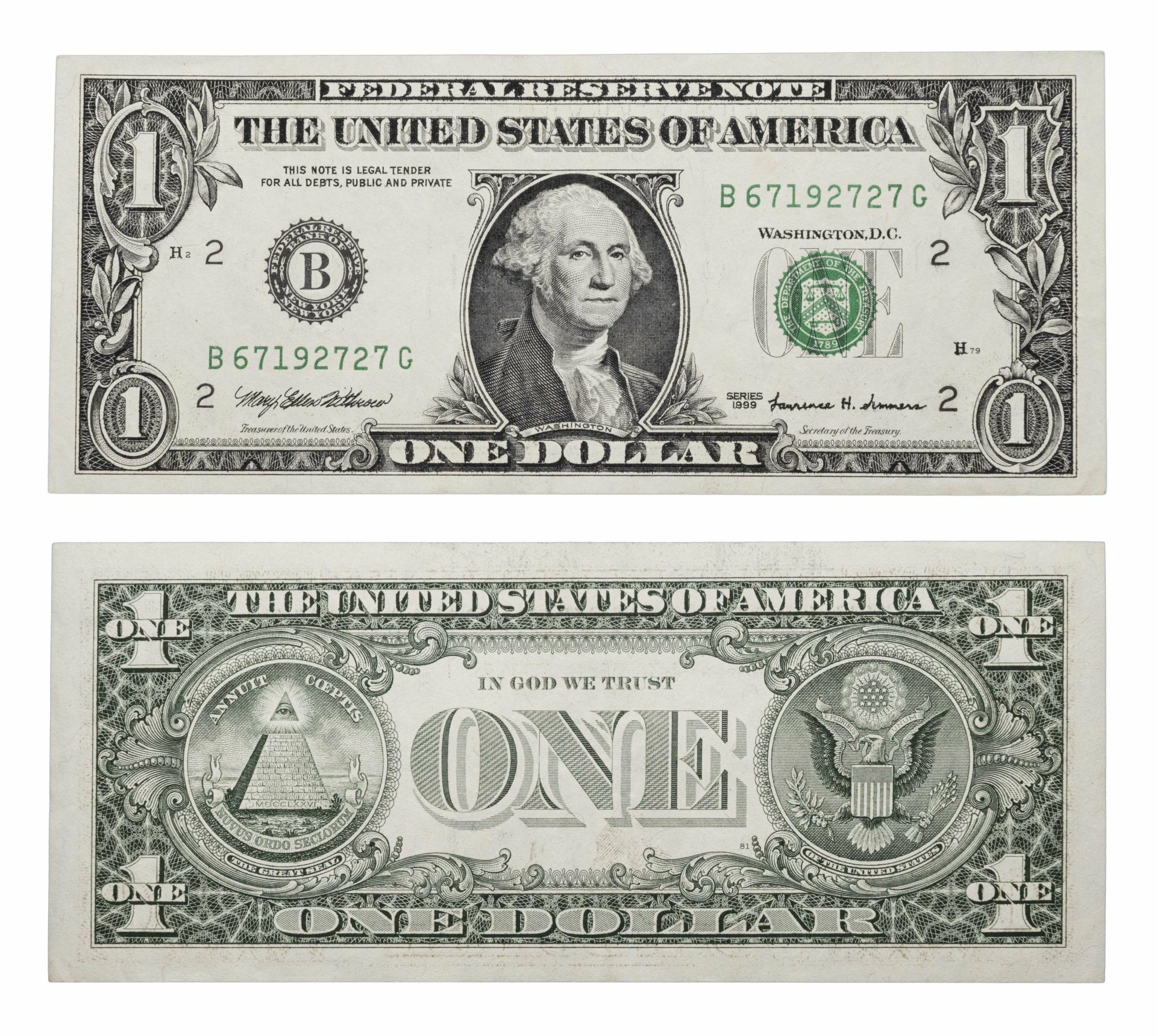 США 1 доллар 1999 год Pick 504 B-Нью Йорк