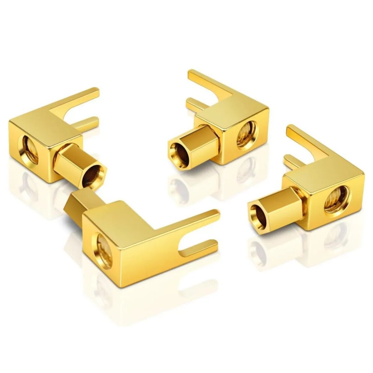 10 шт, позолоченный разъем для динамика, вилка, разъем-лопатка для 4 мм U-образного разъема типа «банан» для адаптера-пакета