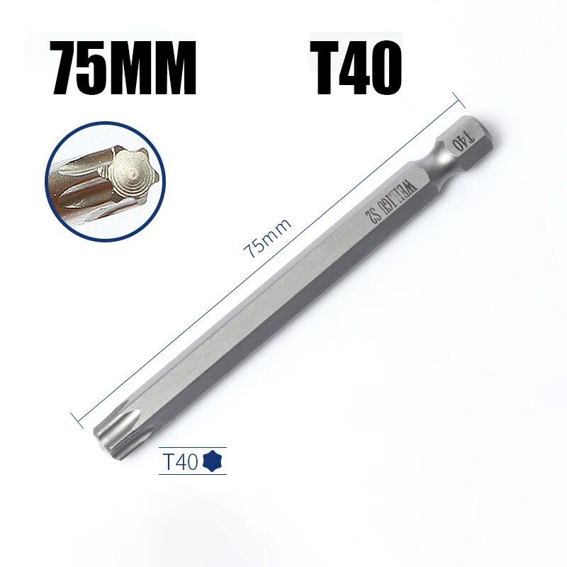 Набор отверток Torx S2 50/65/75 мм T3-T40 1PCS 75mm T40