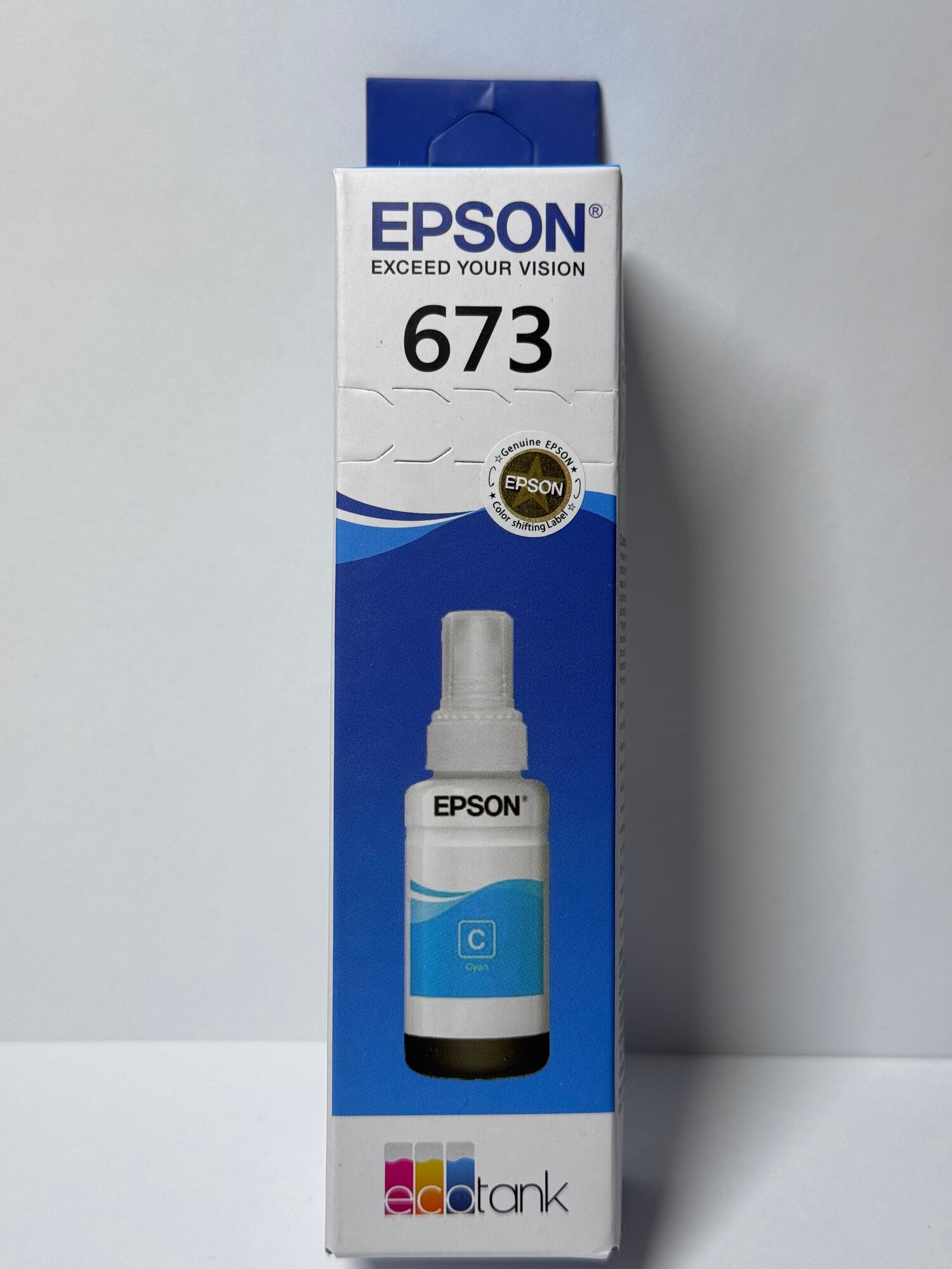 Чернила Epson 673, T6732 для СНПЧ Epson L800/L805/L810/L850/L1800, голубые, оригинальные (C13T67324A/298)