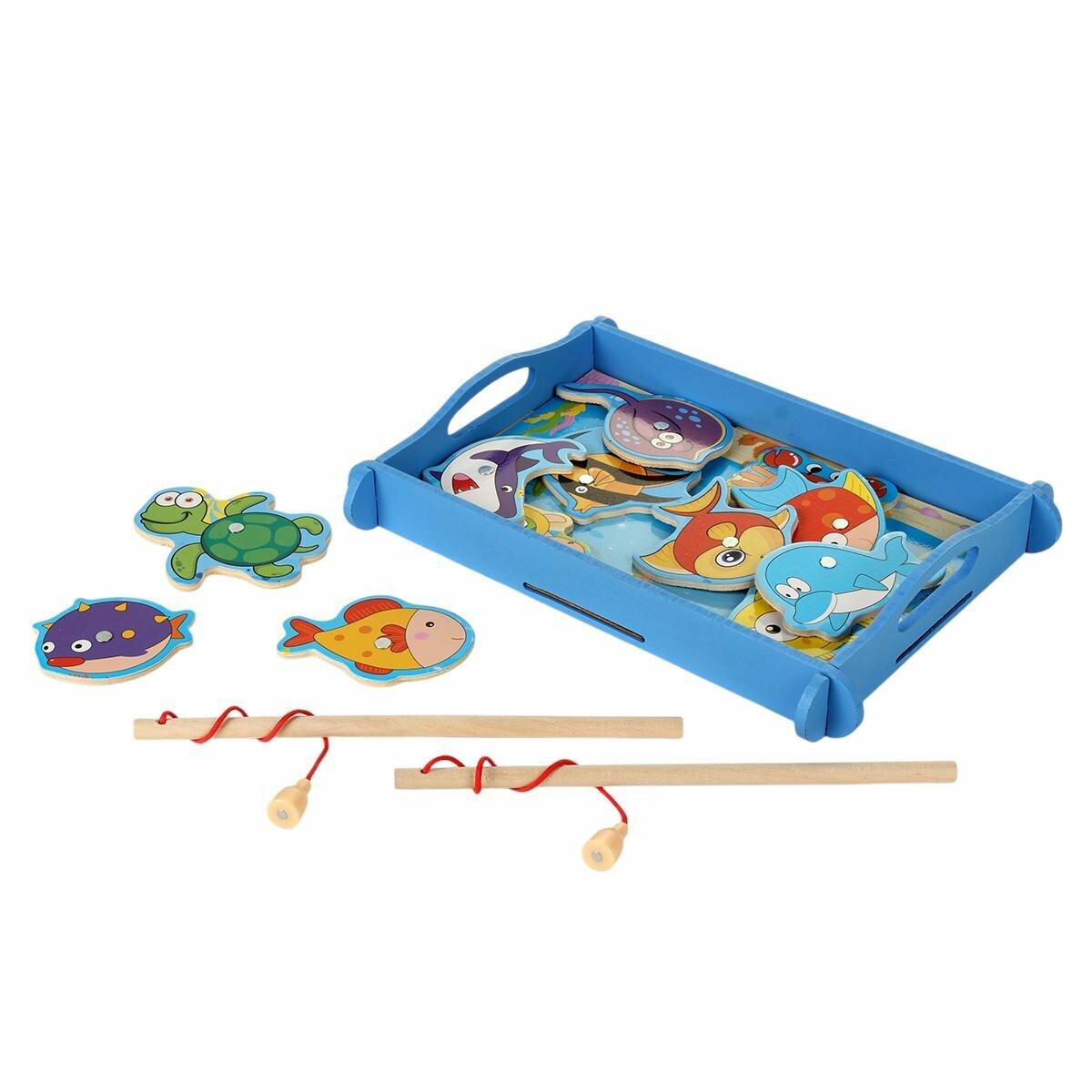 Деревянная развивающая игрушка Рыбалка с магнитными фигурками, 26х18х4.8 см, для малышей