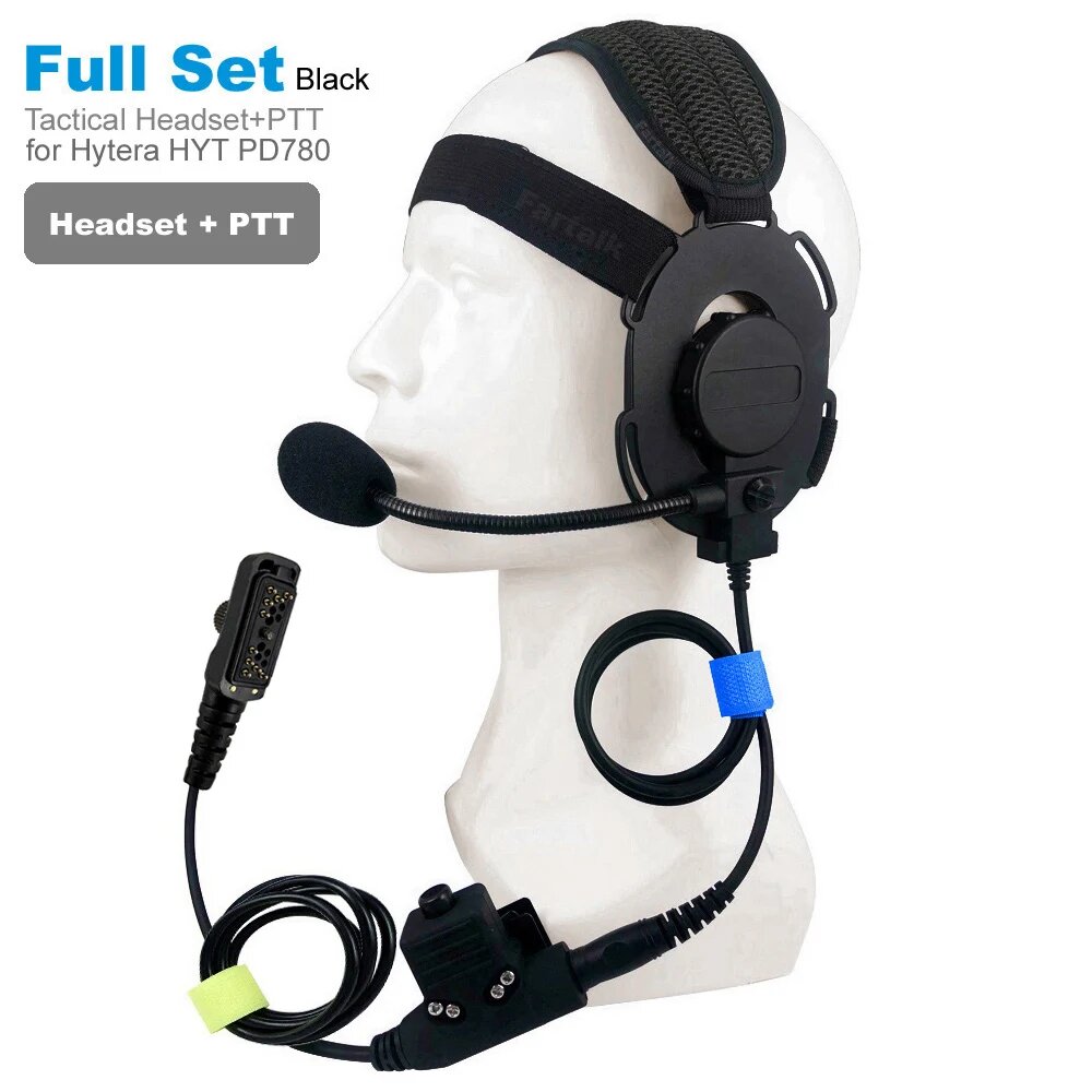 Тактическая гарнитура Fartalk FT03 U94 PTT для Hytera Full Set Black PD780