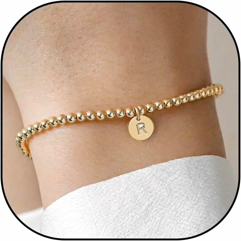 Женский браслет из бусин в форме сердца с покрытием из 14-каратного золота, эластичный браслет из бусин с буквами, браслет с персонализированным именем, подарок на день рождения в знак дружбы, подарок на День святого Валентина, женские украшения