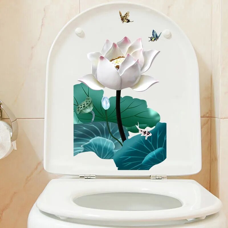 Виниловые декоры в китайском стиле - 8 дизайнов цветов лотоса и бабочек, для плитки, зеркал и мебели, устойчивы к влаге, легко снимаются