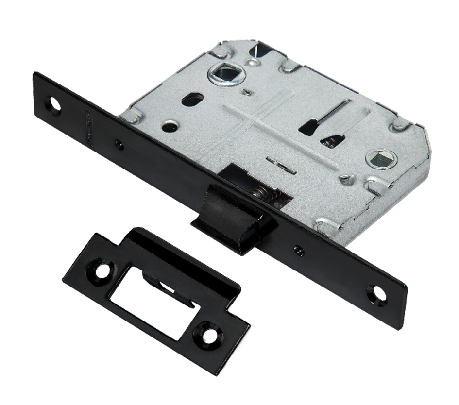 Сантехническая защелка PUERTO Black, оцинкованная сталь, врезная, 70мм, черная