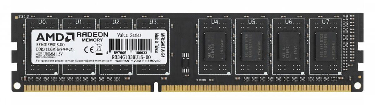 Оперативная память AMD Radeon DDRIII 4Gb R334G1339U1S-UO
