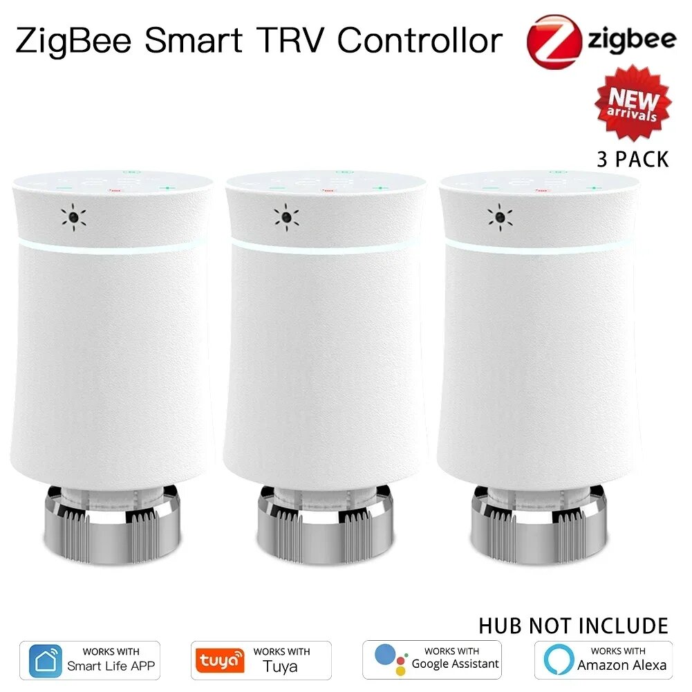 3 шт. Zigbee терморегулятор для радиатора, белый
