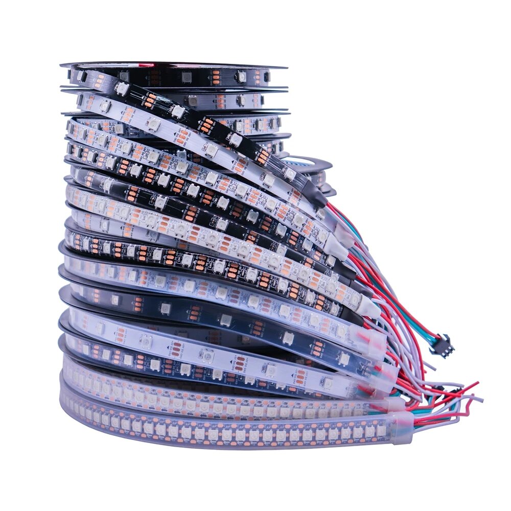 LOAMLIN Светодиодная лента WS2812B 30/60/74/96/144LEDs/m White PCB, 1m 60 IP65