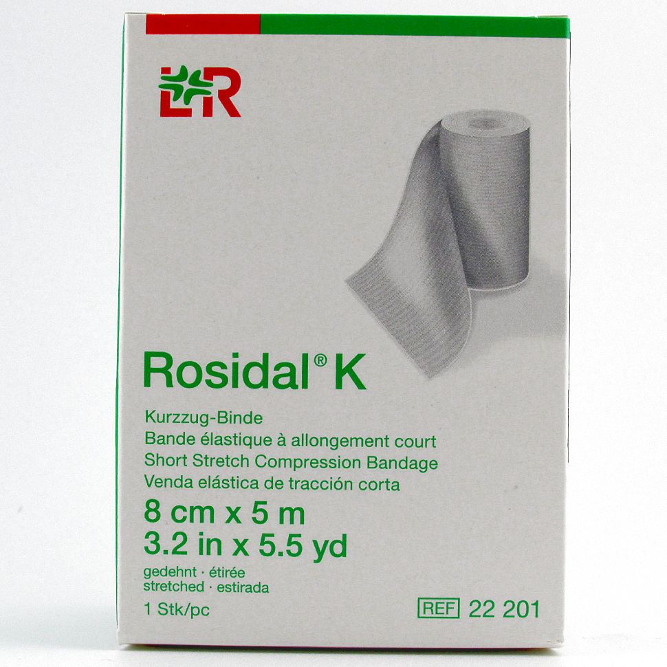 Бинт Розидал (Rosidal) компрессионный поддерживающий и фиксирующий, эластичный, малого растяжения, 8см х5м (1 шт в картоне, FIN 22201_1шт)