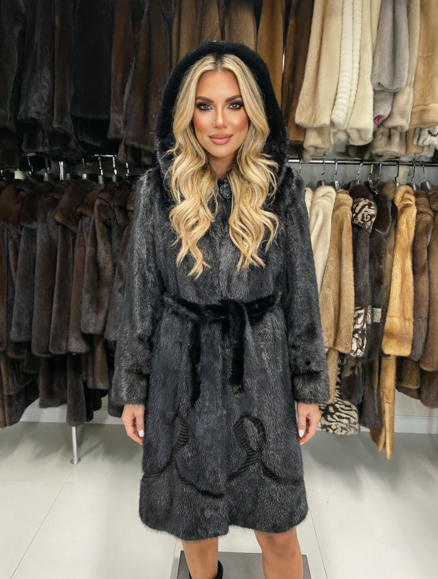 Шуба. Премиум. Норка с капюшоном 40 р.