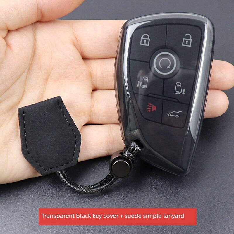 Черный чехол для ключа с искусственным мехом простым шнуром для Buick GL8 2024-2026 моделей