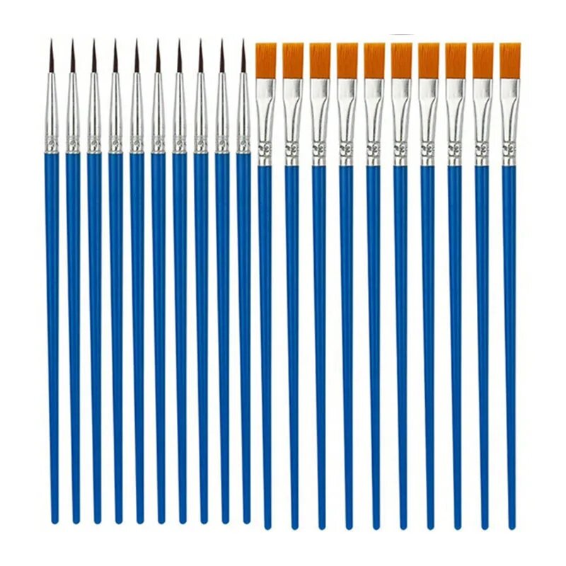 Набор кистей Jowoart для рисования 20/30 шт. Синий, Blue round flat 20pc