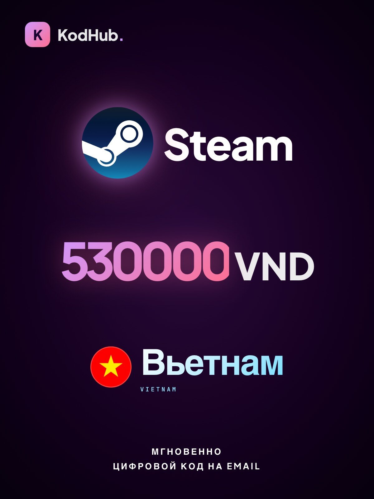 Пополнение Steam Wallet Вьетнам 530000 донгов (VND) | баланс Steam, игры, DLC | Цифровой код