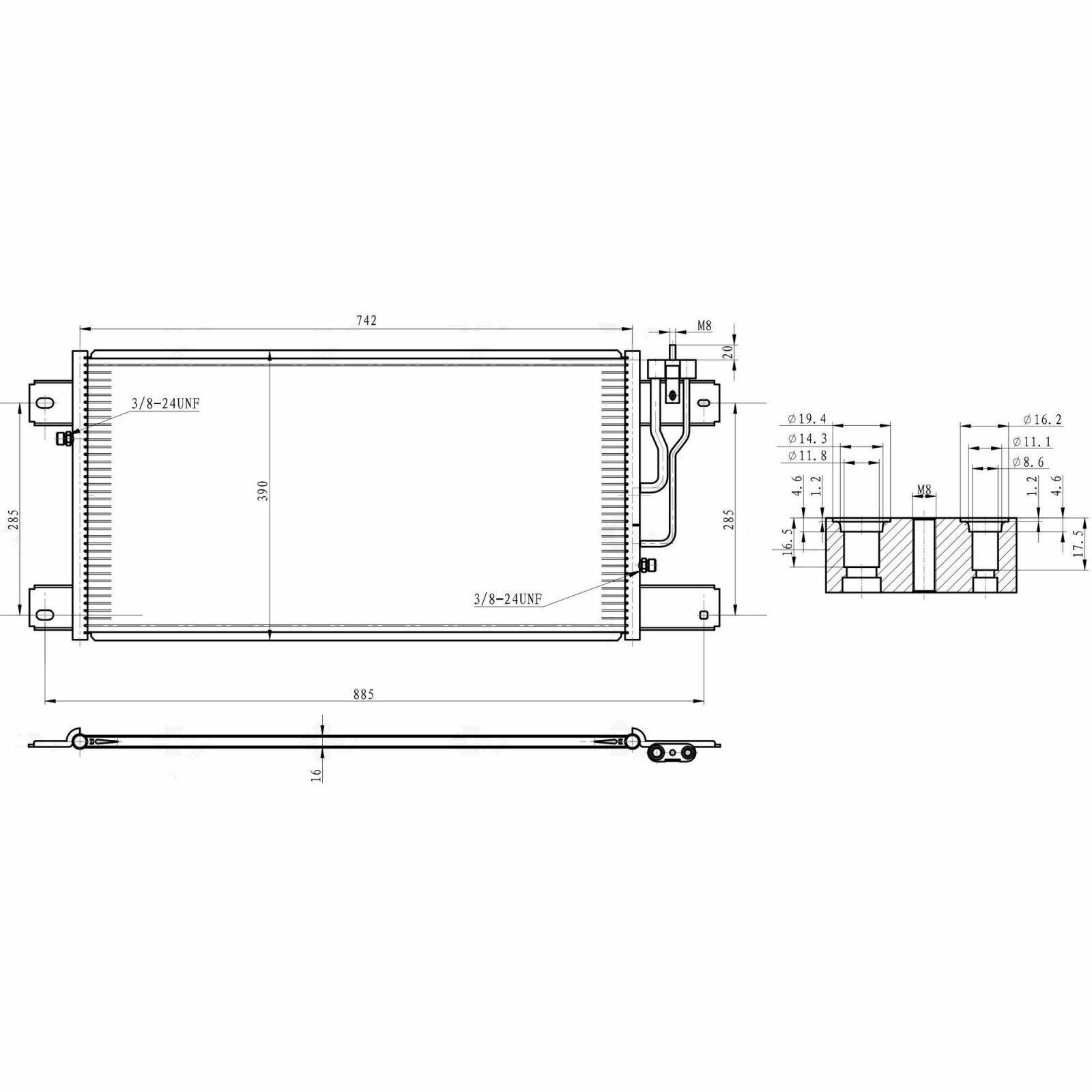Радиатор кондиционера, для Скания P, R, T-series 2004- oem 1446258, 1782207 арт LRAC2803