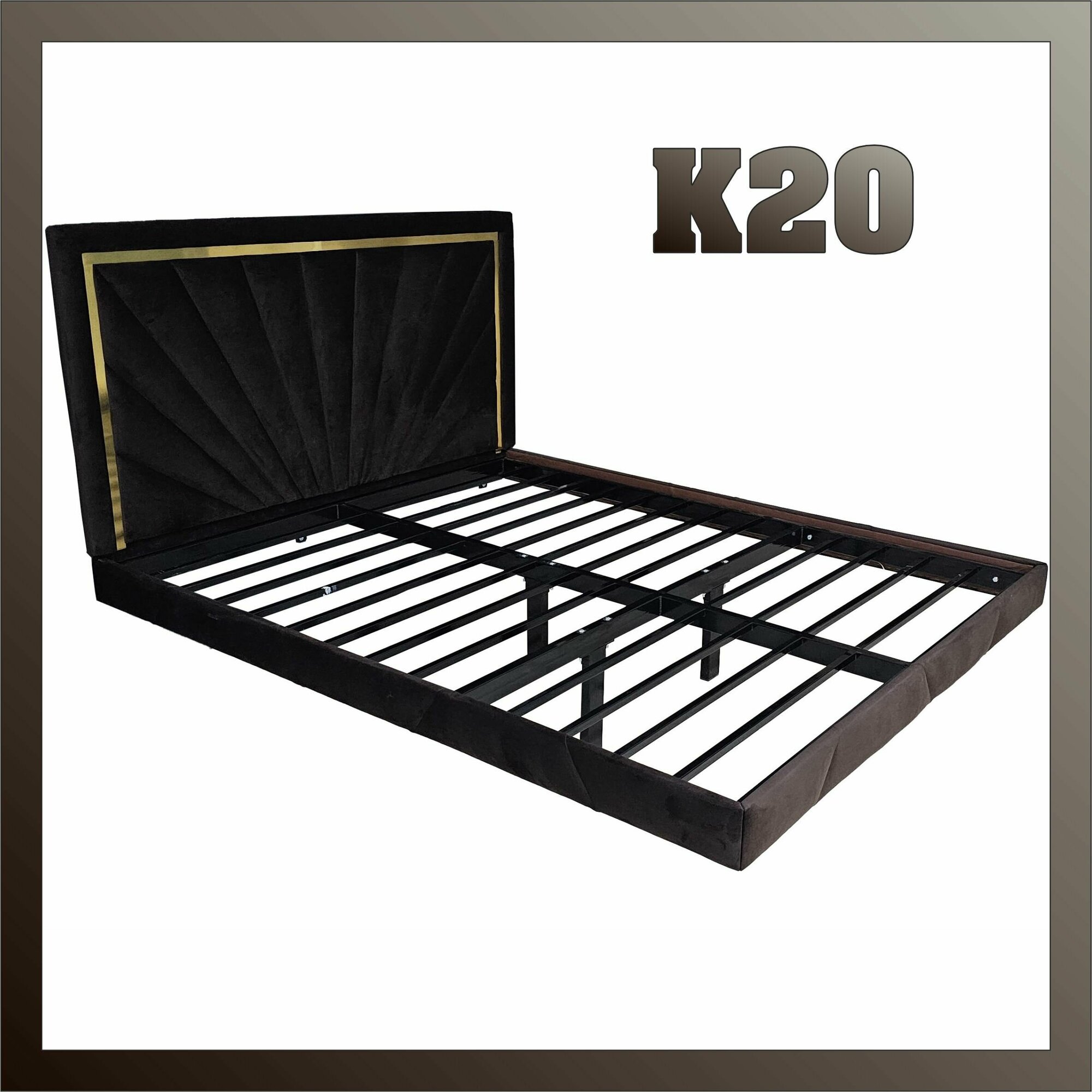 Парящая кровать К20 с мягким изголовьем со спальным местом 90х190 см, кровать односпальное, коричневый Fortis