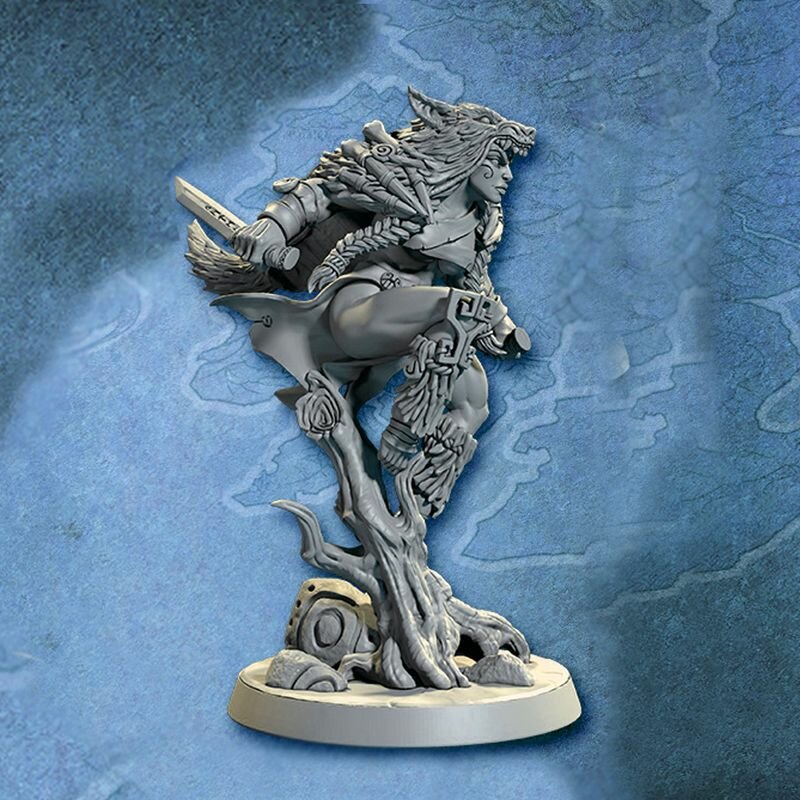 Девушка Друид, Эльф Убийца - Шаман (доп. класс: Вор, Ассасин, Берсерк, Ликантроп) миниатюра для DnD (ДнД) и других Настольных игр (НРИ, Варгеймов или РПГ), фентези тематика