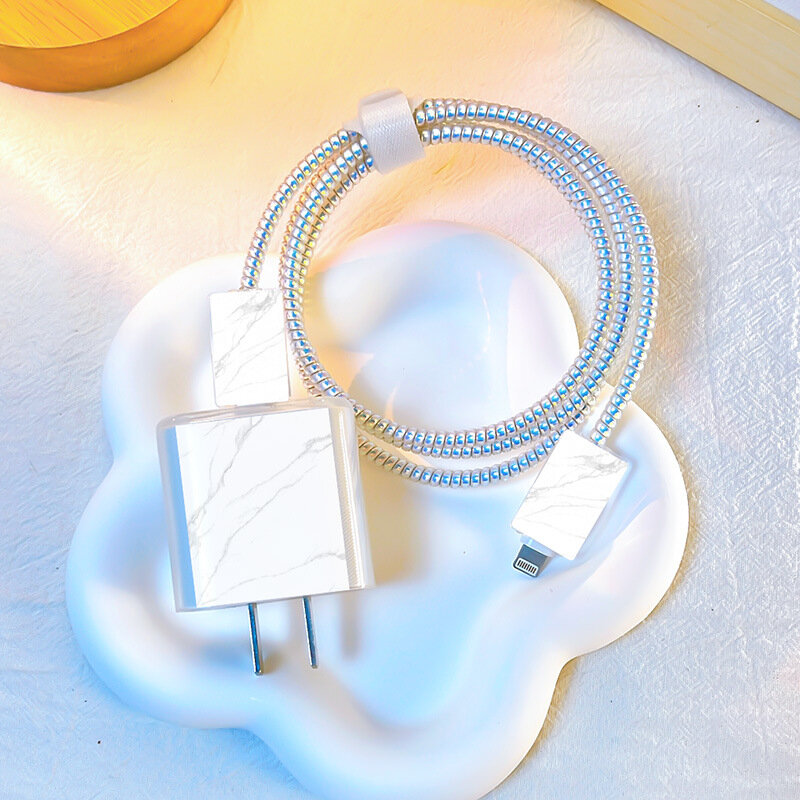 Защитный чехол для зарядного устройства, прозрачный, мраморный узор