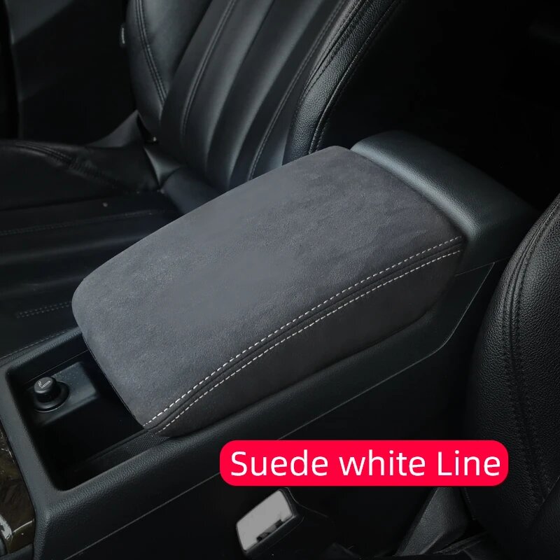 Для Audi A4 B8 A5 2006-2012 2013 2014 2015 2016 кожаный подлокотник с центральным управлением, защитный чехол, аксессуары для салона автомобиля Suede white thread, For 2009-2016 A4 B8