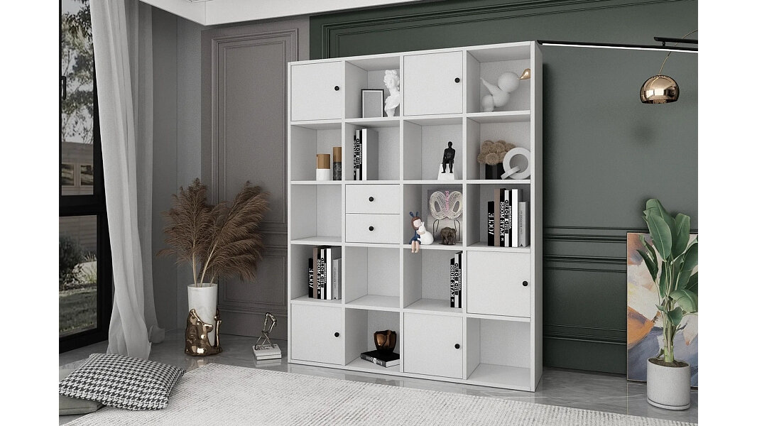 Книжный стеллаж Билли Айден 1 Белый Фасадный 0101 NEW 128x30x160 см, GOODFORM