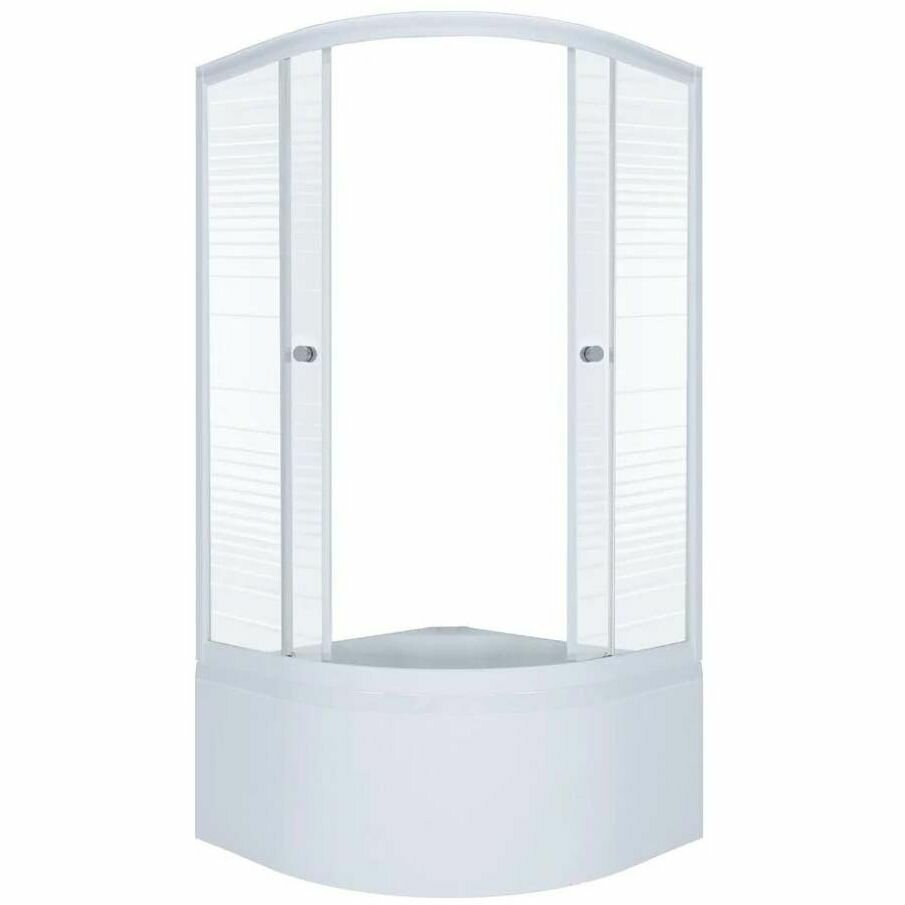 Душевой уголок Тритон (Triton) Полосы 900х900х1920 мм, прозрачный, с рисунком 4 мм, профиль белый (Щ0000061799) Б (5 мест+сифон D50)