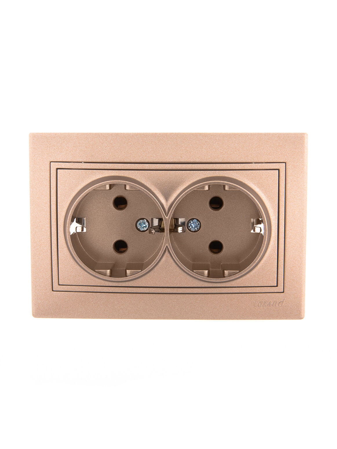 Розетка LEZARD MIRA двойная с заземлением керамика светло-коричневый перламутр со вставкой