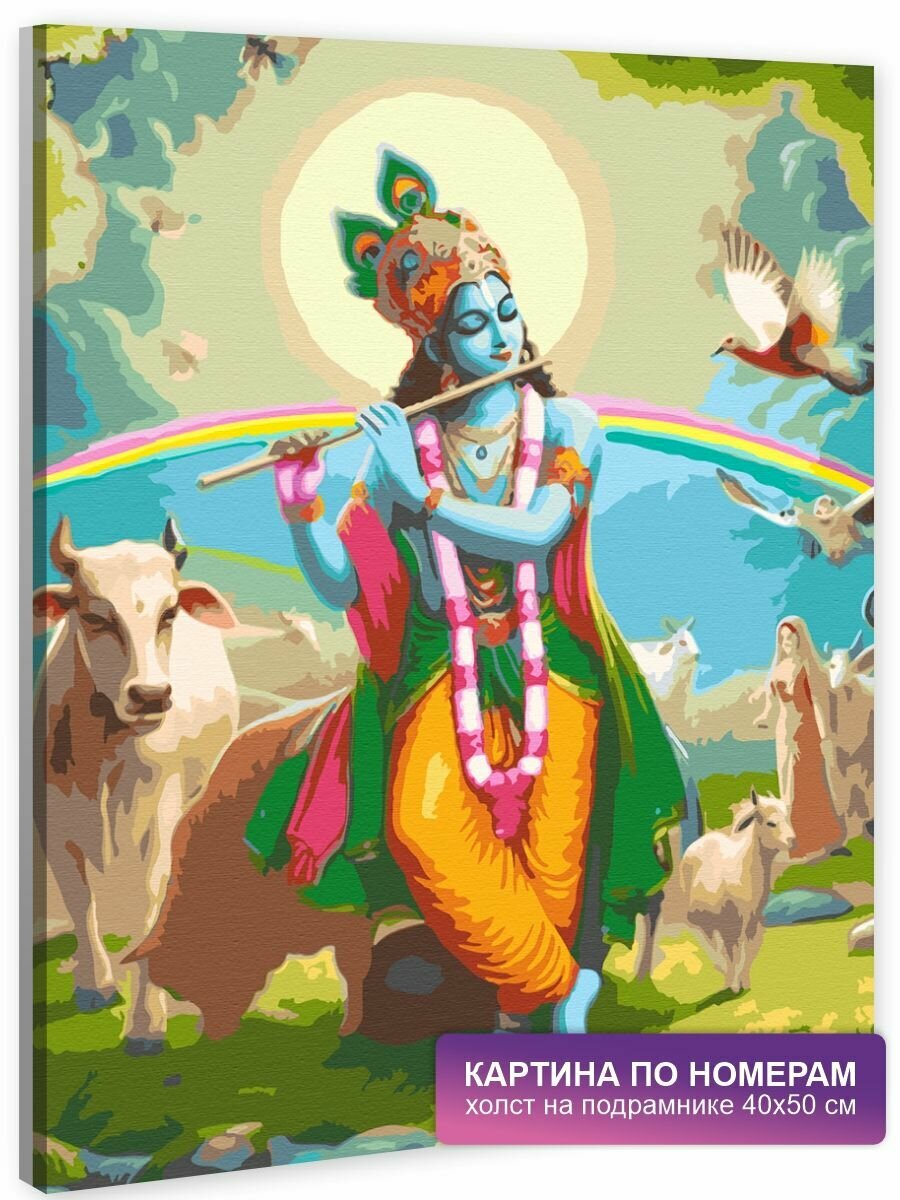 Картина по номерам на холсте с подрамником 40х50 см. Мир, вселенная, человек, люди. "Кришна", арт. 4672/