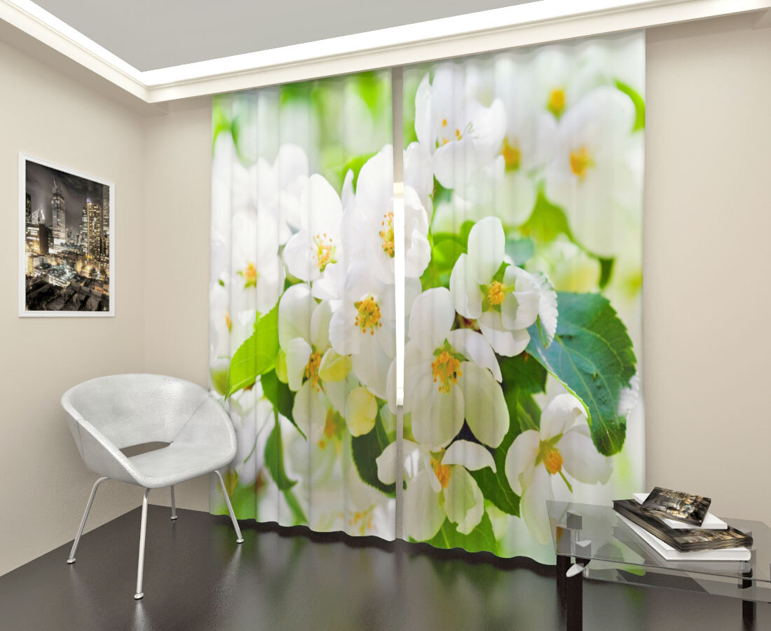 Фотошторы Арт Яблоня 1 Габардин В: 260 см Ш: 2*145 = 290 см