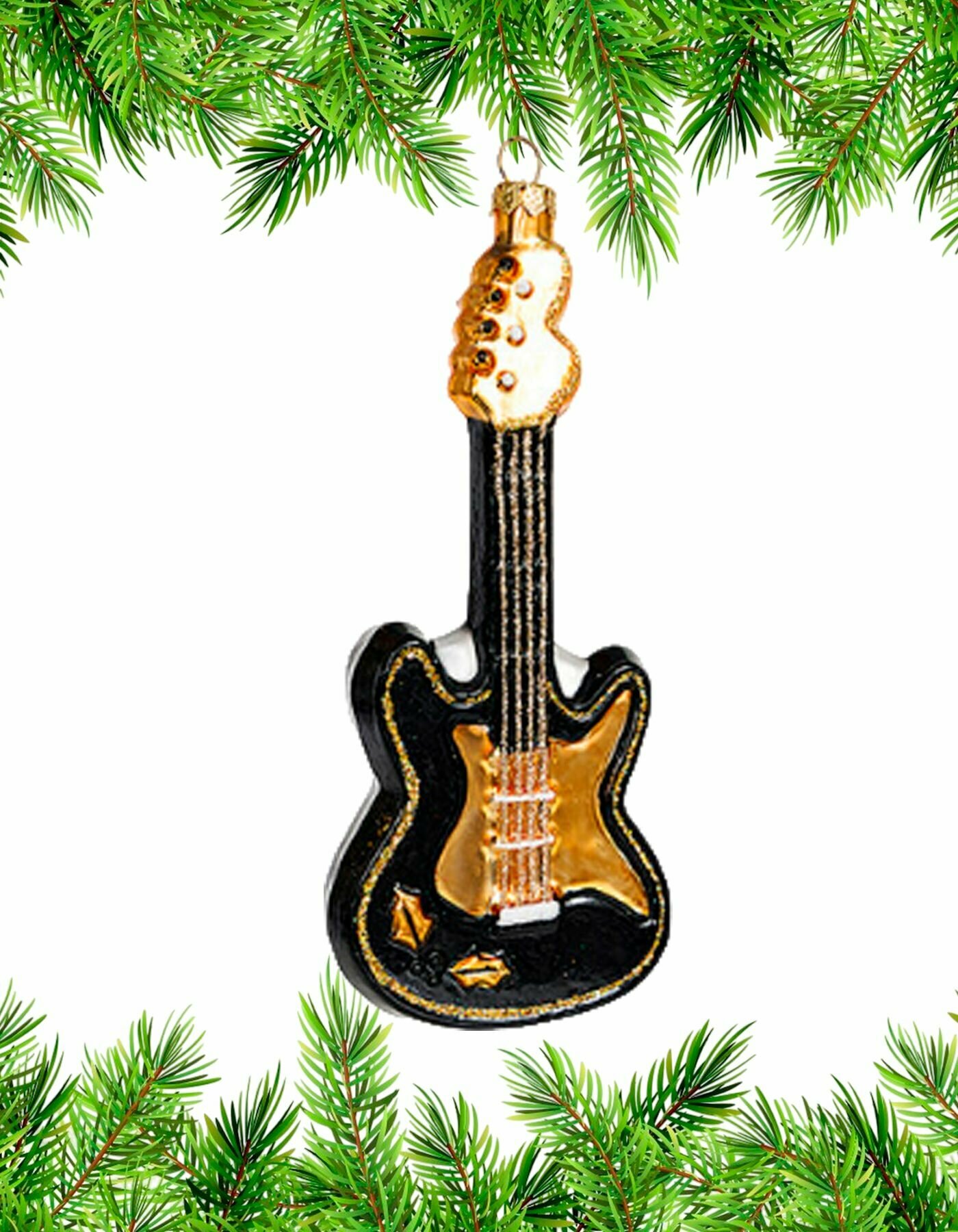 Игрушка на елку Гитара "Дамаскин" 14см черная