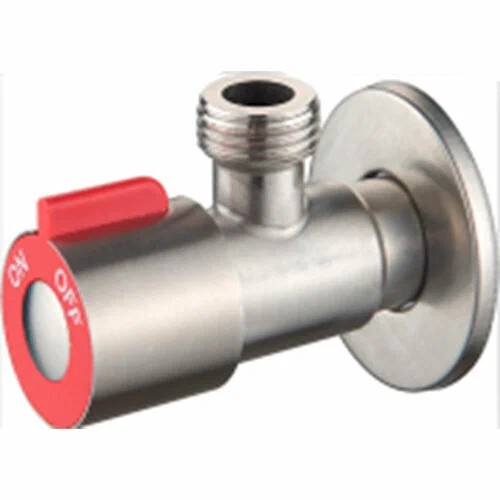 Кран угловой LEDEME L70507H НР/НР нерж сталь с отражателем хром, красный