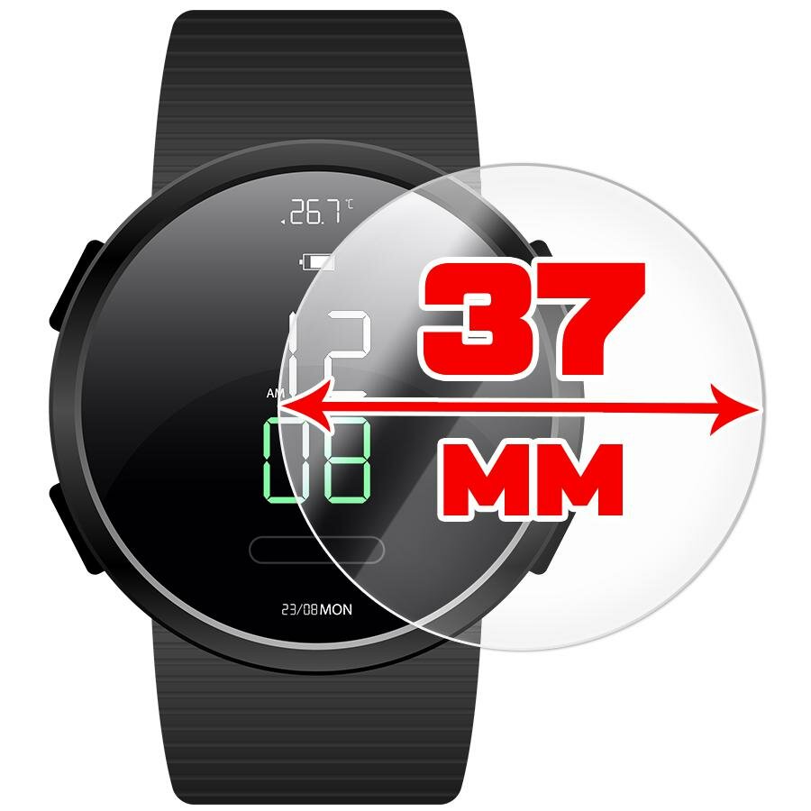 Стекло защитное гибридное матовое для Дисплея Часов с диаметром 37мм (2 шт.)