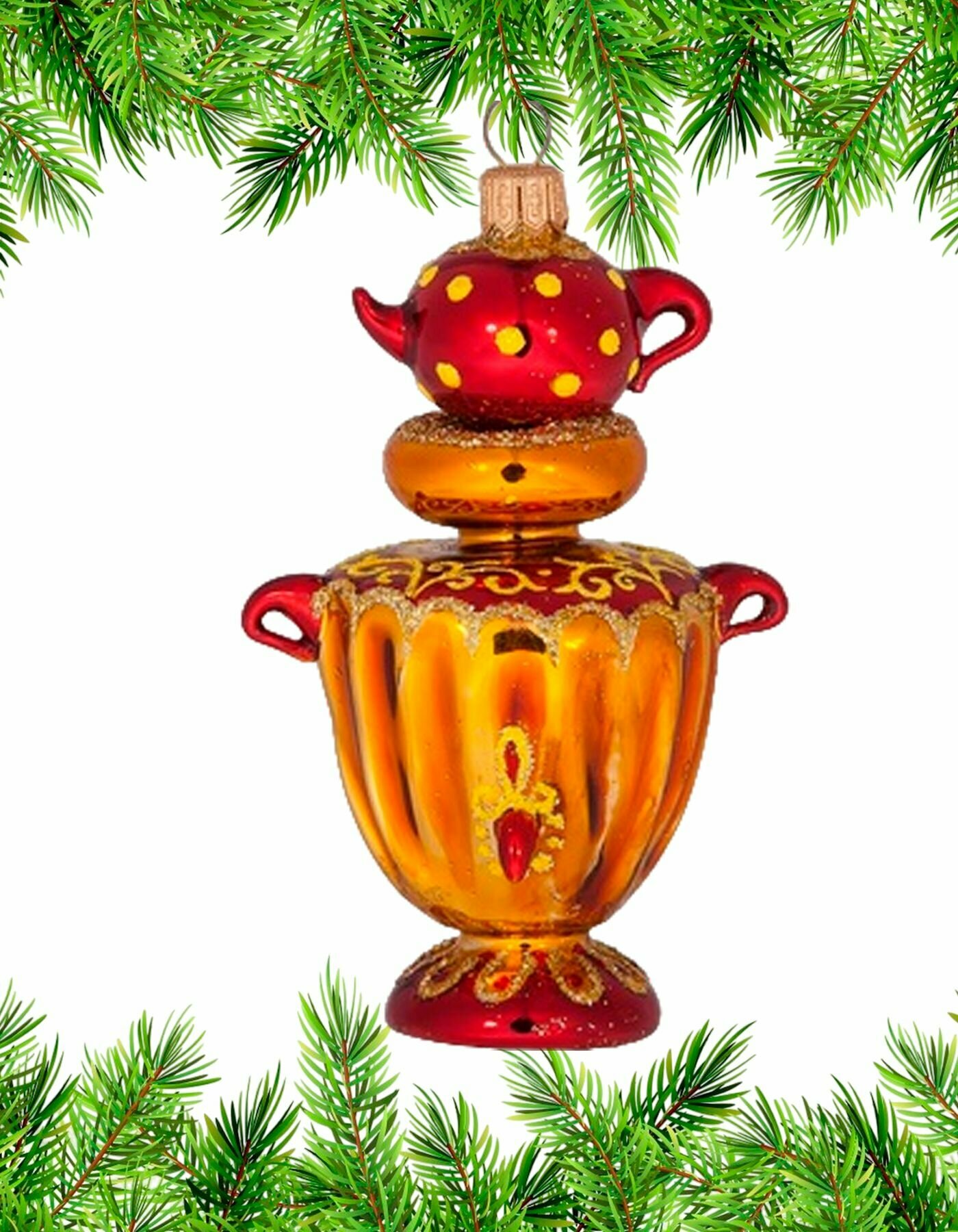 Елочная игрушка Самоварчик-2 9.5см