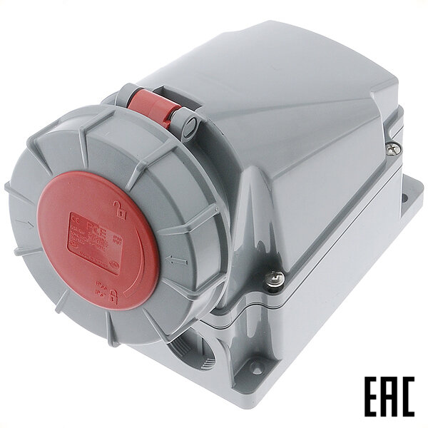 Розетка на поверхность 3Р+N+E 63А 415В IP67 без сальника М40 PCE 135-6