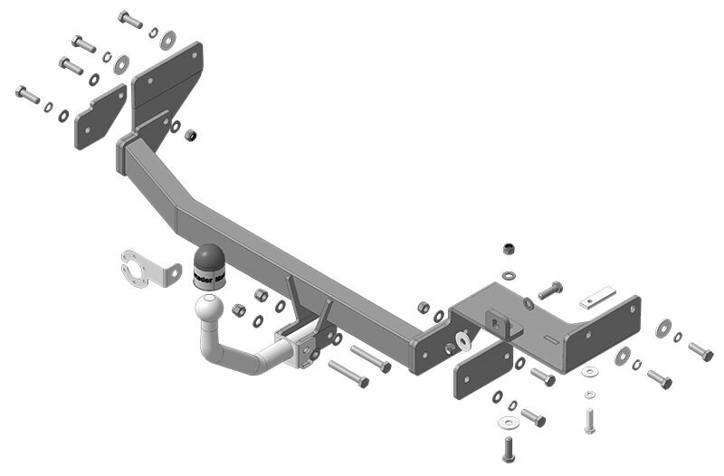 Фаркоп Motodor для Kia Rio X-Line 2017-2020, X 2020-2022, Solaris KRS 2024- (оцинк. Шар)(паспорт и сертификат в комплекте)(без электрики) 91005-A