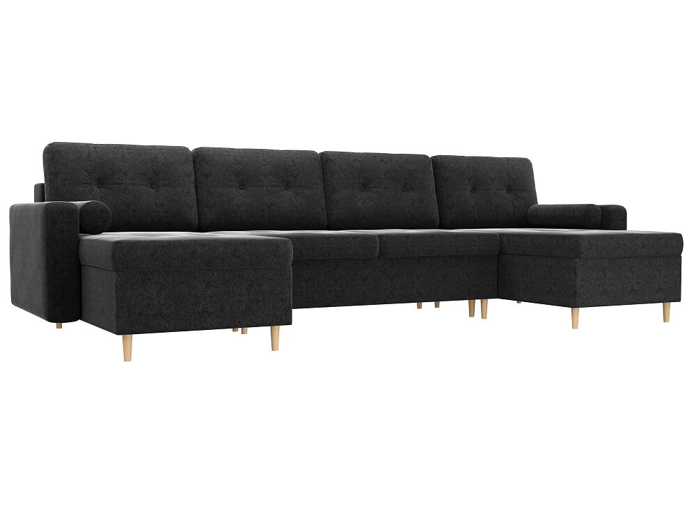 Угловой диван Белфаст-П Черный Вельвет, пантограф (тик-так), 293х150х90 см, с ящиком для белья