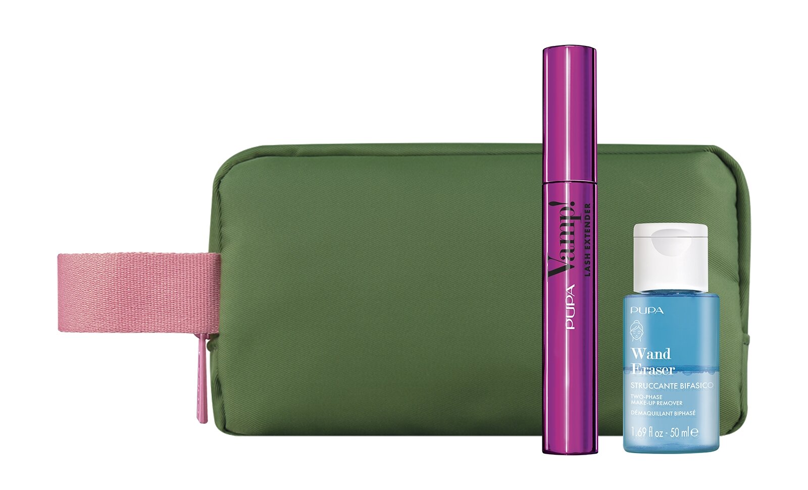 PUPA Набор Vamp! (Тушь Vamp! Lash Extender, 14 мл + Жидкость Wand Eraser 50 мл + Косметичка)