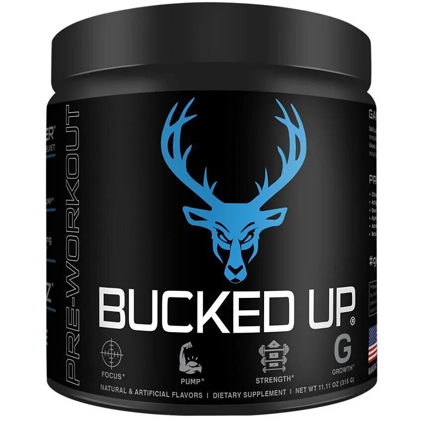 BUCKED UP, PREMIUM Pre-Workout, предтренировочный комплекс Бакт Ап, вкус Blue Raz (Голубая малина), 265,75 г (25 порций)
