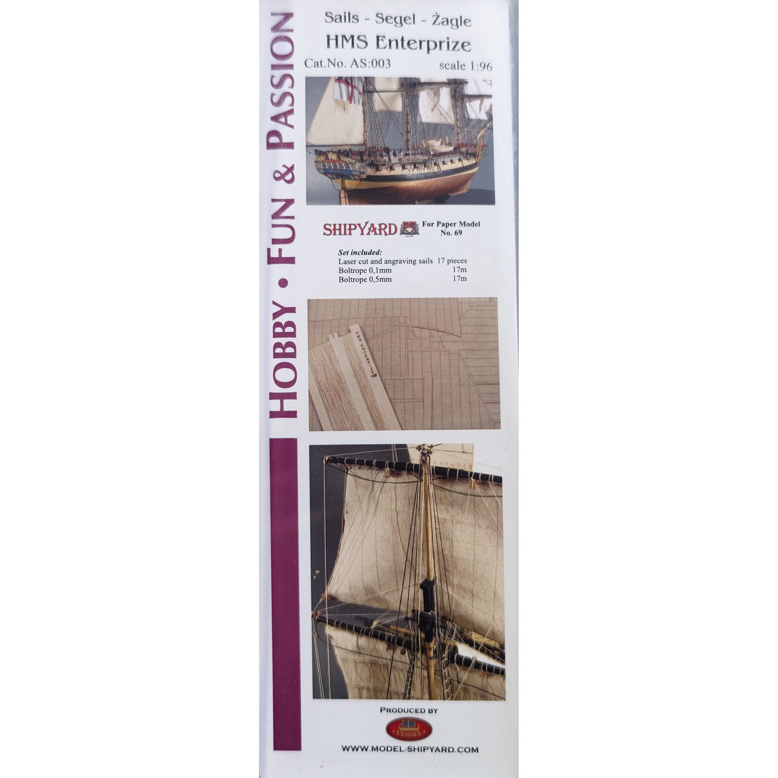 Паруса для бумажной модели корабля HMS Enterprize, М.1:96, Shipyard