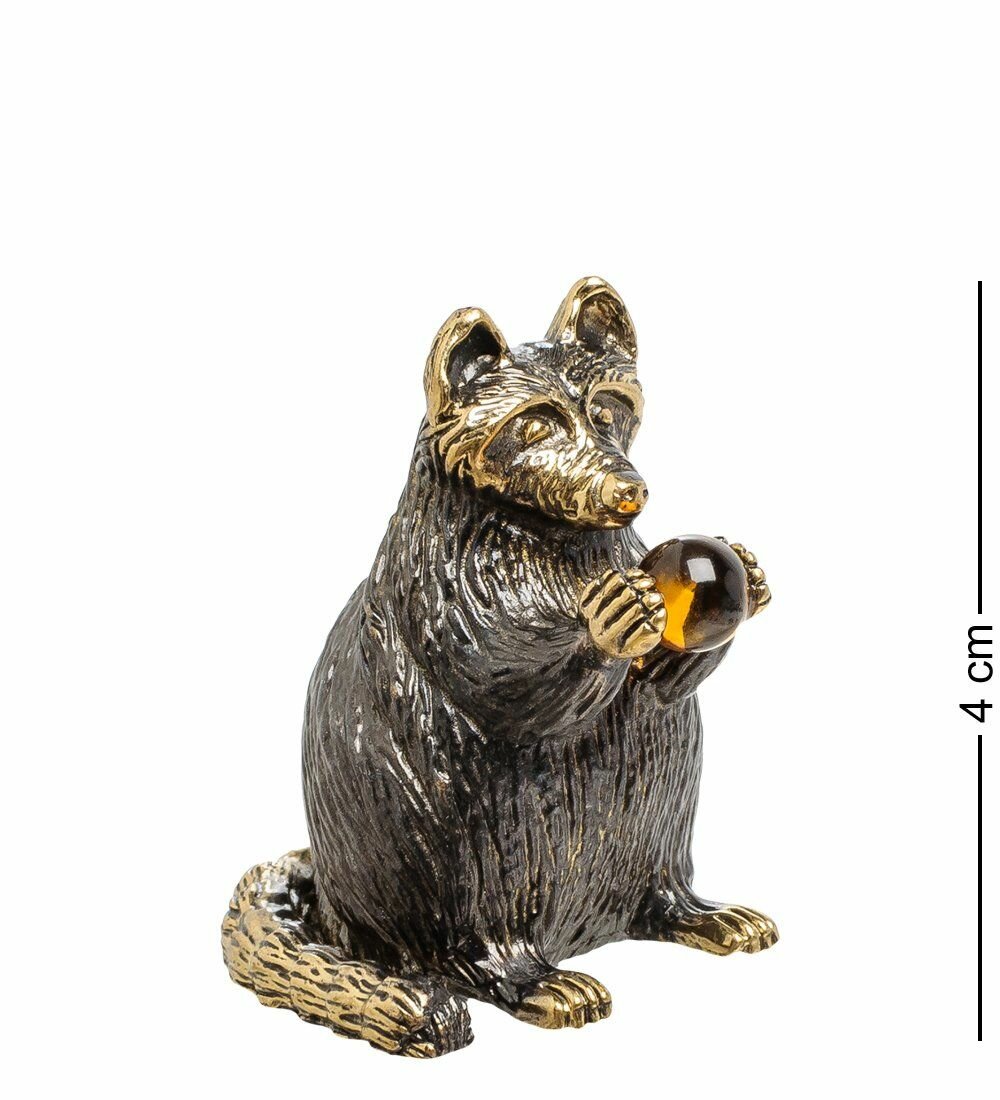Фигурка 'Енот Мико' (латунь, янтарь)