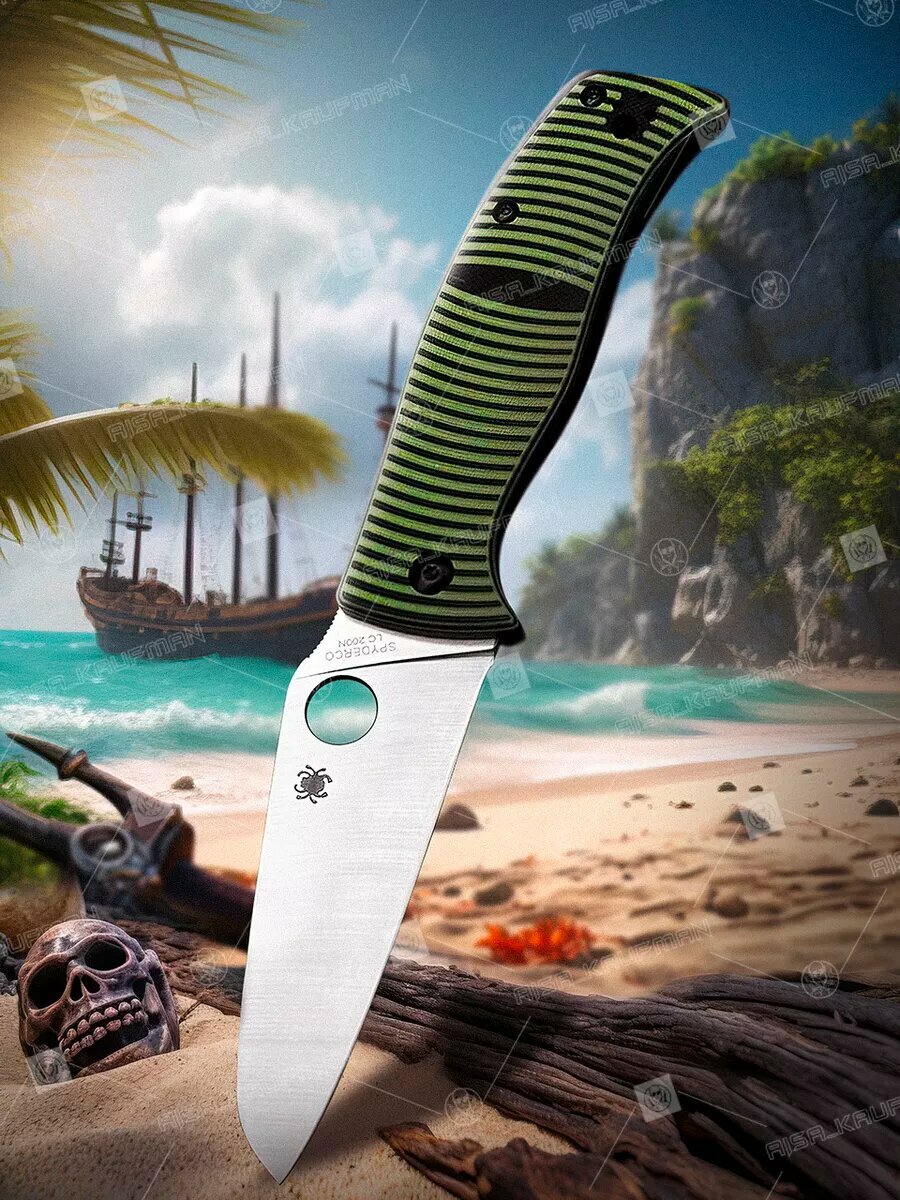 Нож складной туристический "Caribbean", высокоуглеродистая сталь, G10, танто