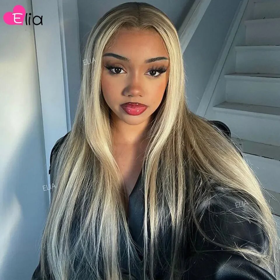 Блондинка Ash Blonde парик из натуральных волос 18 дюймов 5x5 Closure