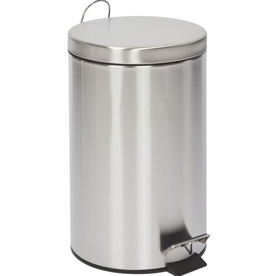 Ведро мусорное Luscan с педалью и доводчиком 12 л, матовое, нерж сталь