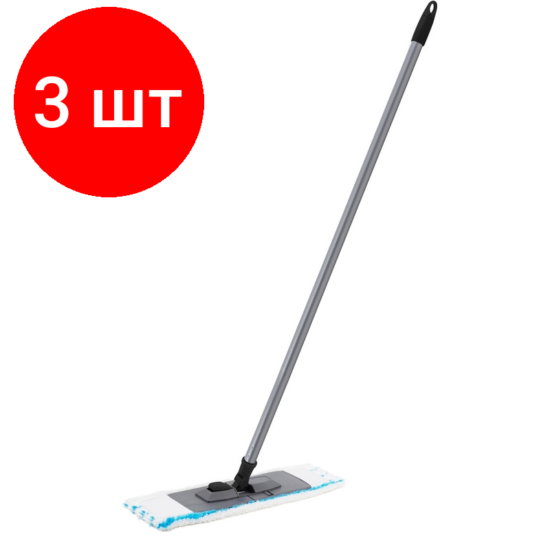 Комплект 3 штук, Швабра флаундер для пола пластик 40х11 в сборе с насадк Soft микроф SV5101