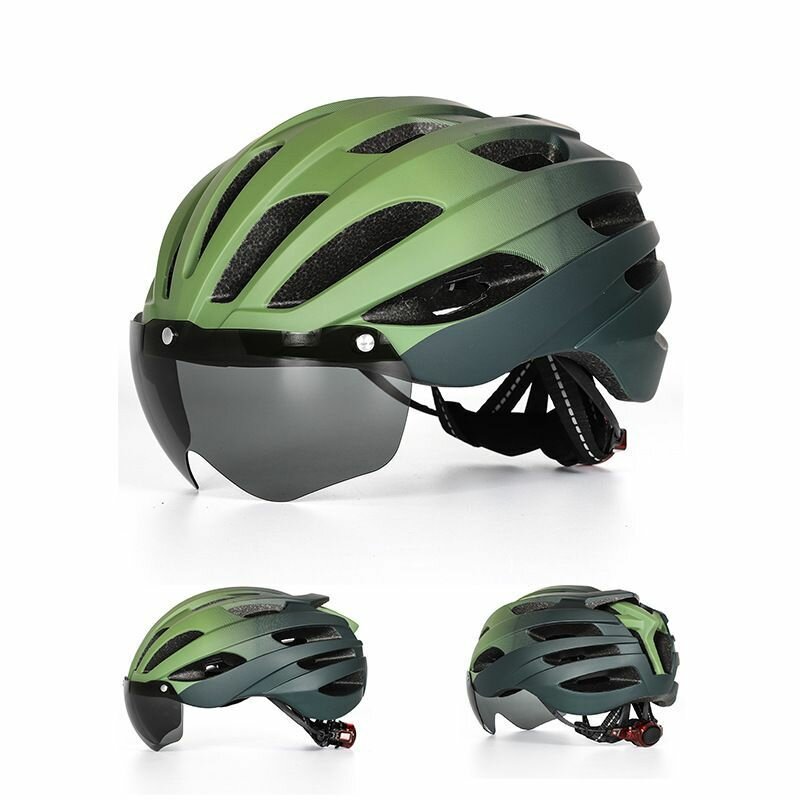 Шлем велосипедный Легкий и удобный велошлем С защитными очками и перезаряжаемыми задними фонарями